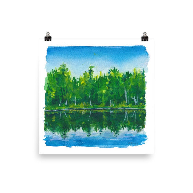 Reflection on Simkins Pond / Adirondack Paul Smiths Forest Lake Outdoor ...