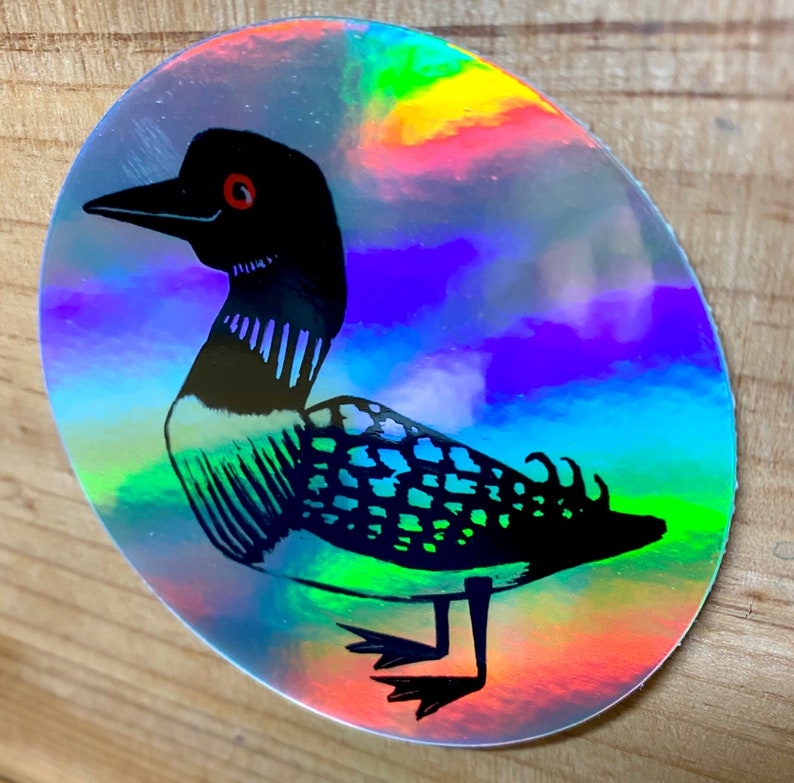 Holographic Loon Sticker / Adirondacks Mountain Lake Life High Peaks ...