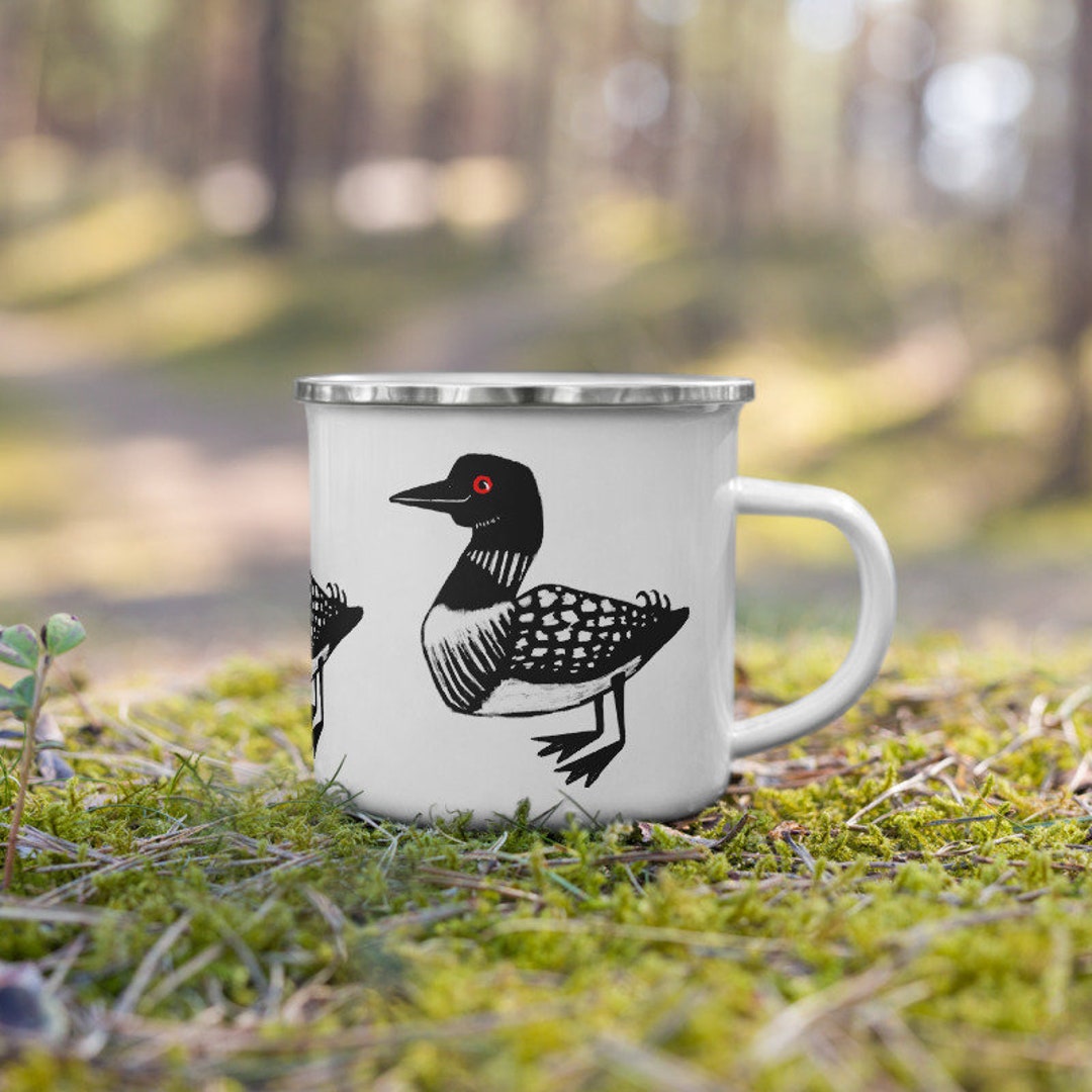 Adirondack Loon Enamel Mug / Bird Nature Mountain Cabin Lake House Camp ...