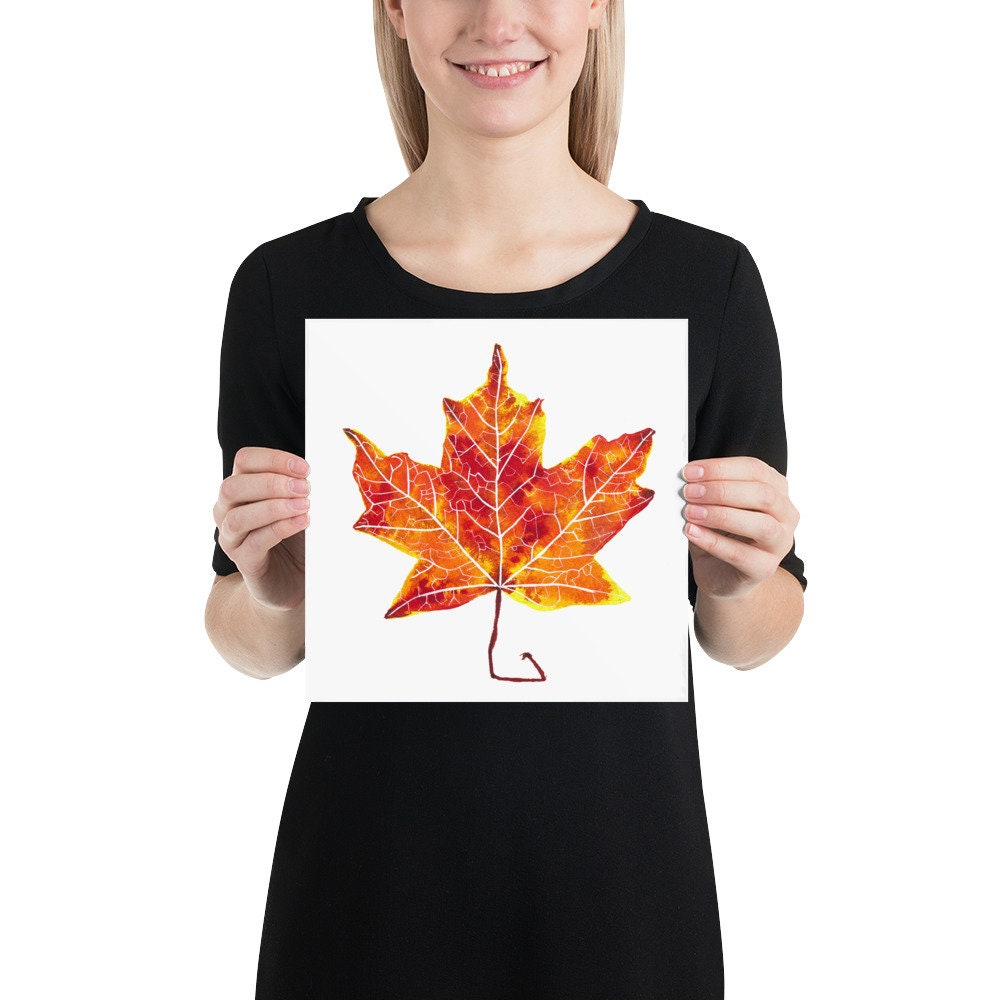 Autumn Sugar Maple Leaf / Adirondack Watercolor Fall Color Nature ...