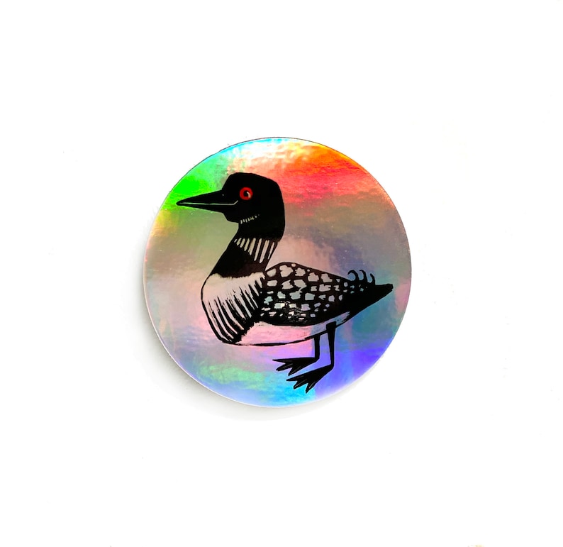 Holographic Loon Sticker / Adirondacks Mountain Lake Life High Peaks ...