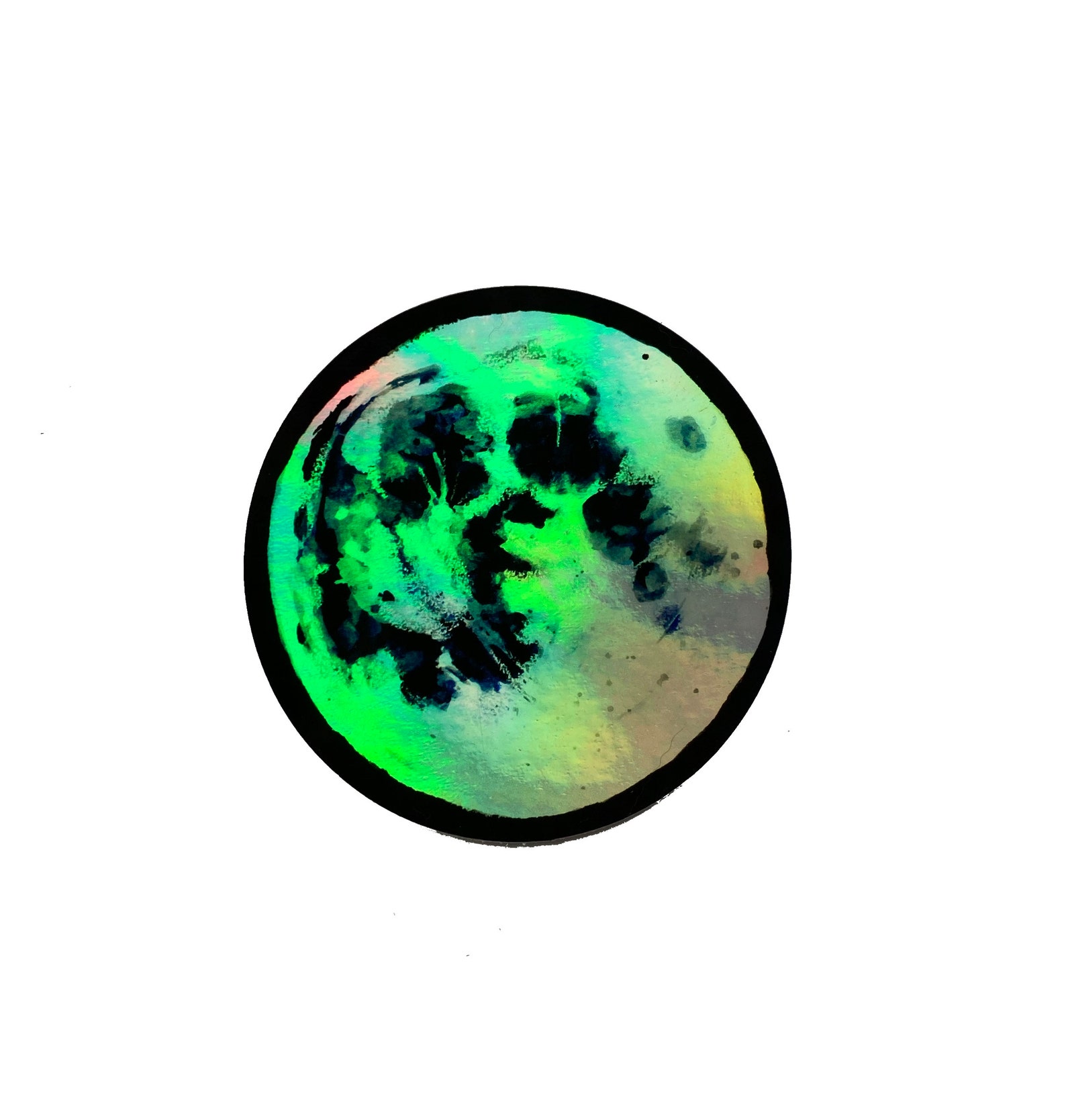 HOLOGRAPHIC Full Moon Sticker / Mystic Rainbow Astronomy Wiccan Outdoor ...