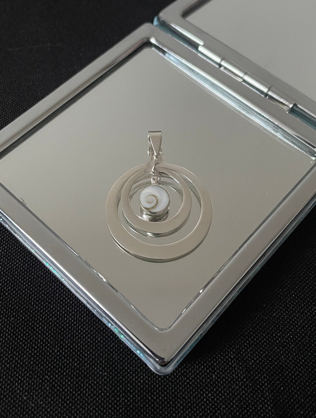 Beautiful Large White Shiva Shell and 925 Sterling Silver Round Drop ...
