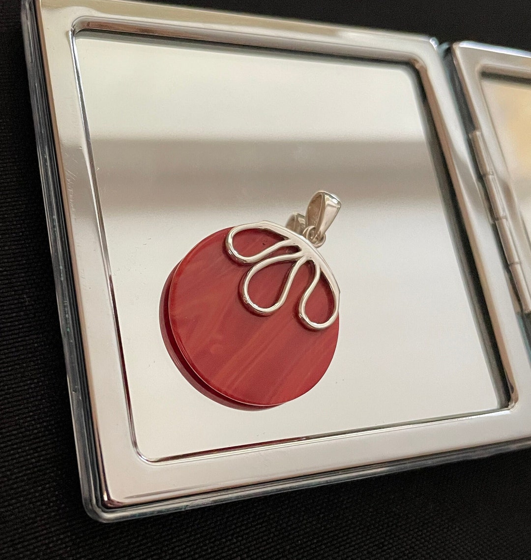 Beautiful Round Circle Freeform Red Coral and 925 Sterling Silver ...