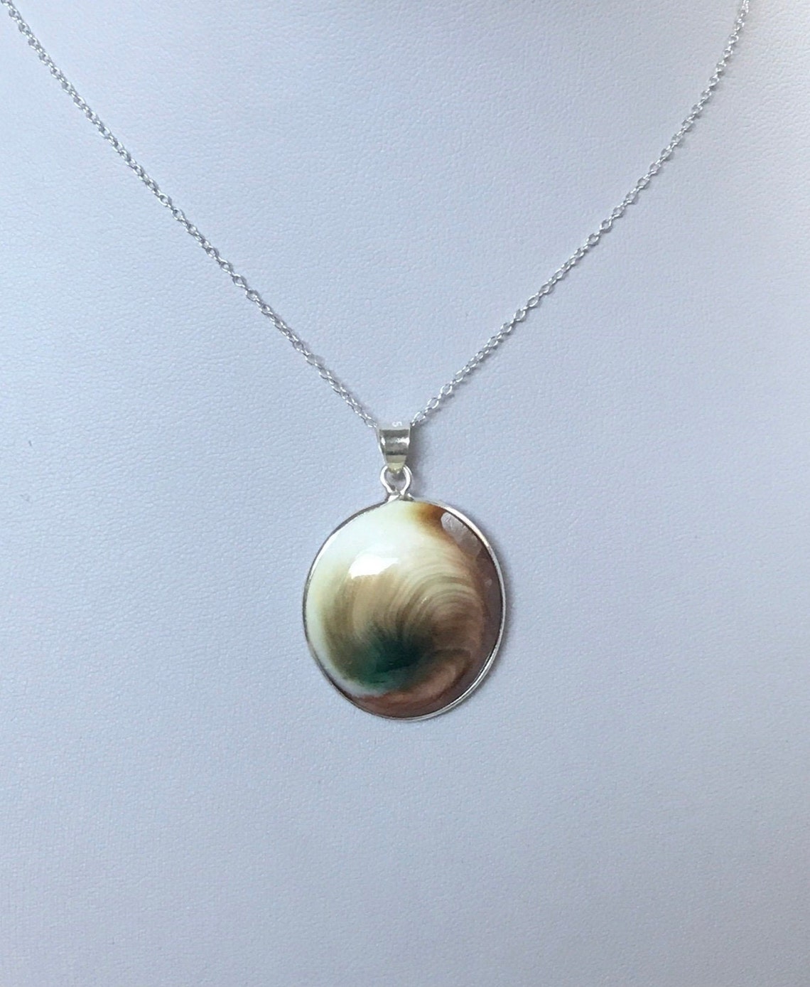 Gorgeous Large Natural White Shiva Shell and 925 Sterling | Etsy