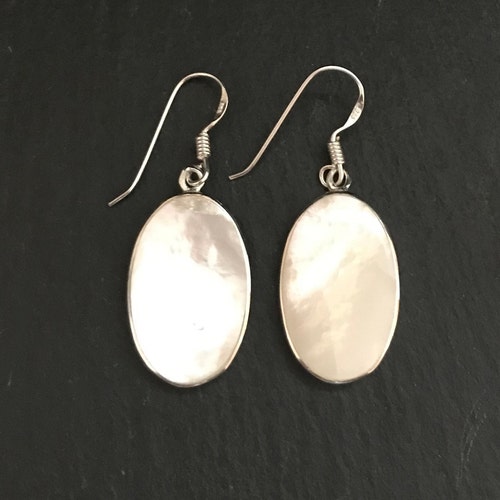 Mother Of Pearl Earrings White Shell Teardrop Natural 14k Etsy