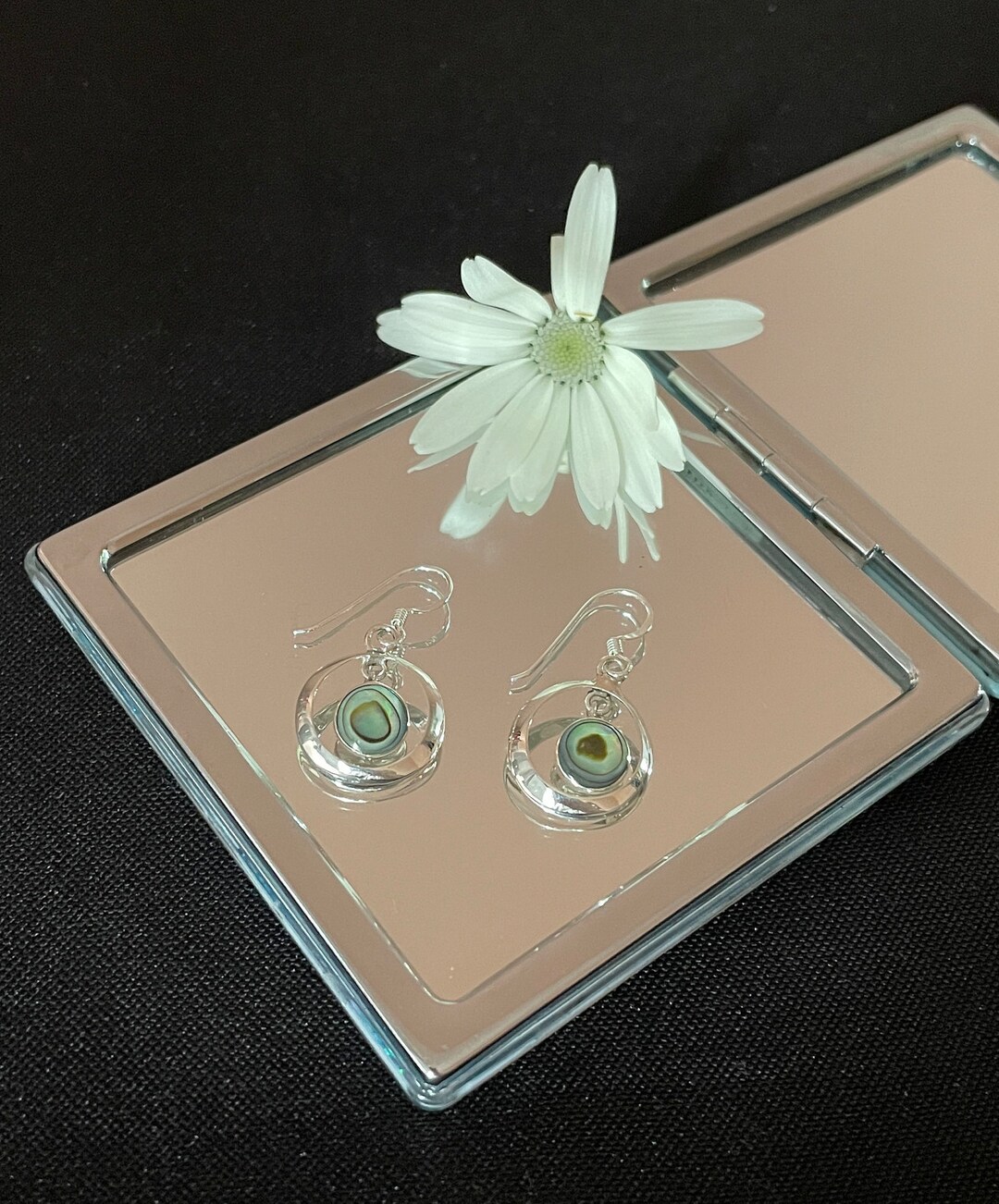 Gorgeous Natural Green Paua Shell/abalone and 925 Sterling Silver Round ...