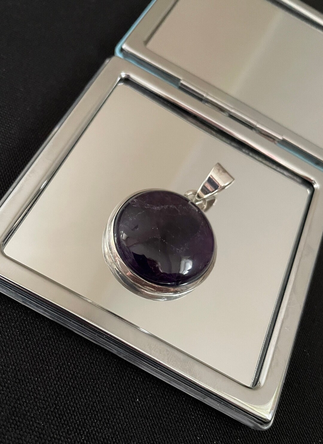 Beautiful Large Natural Cabochon Purple Amethyst and 925 Sterling ...