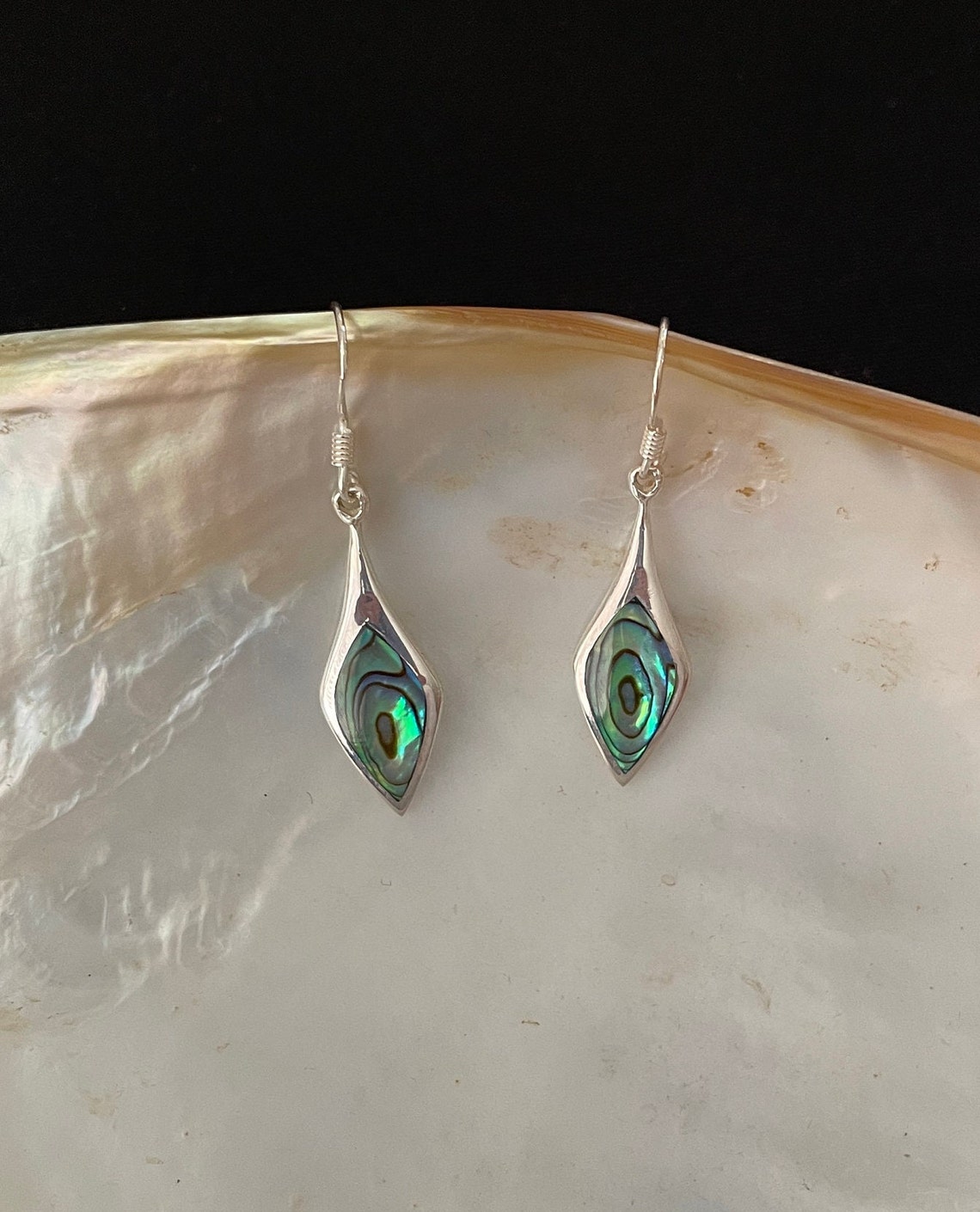 Gorgeous Natural Green Paua Shell/abalone and 925 Sterling - Etsy UK