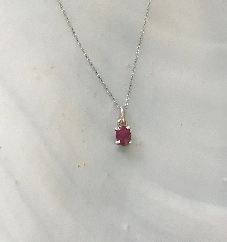 Beautiful Delicate Faceted Natural Red Ruby And 925 Sterling | Etsy