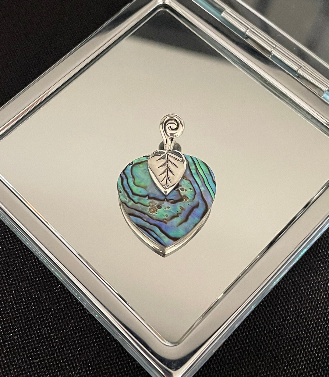 Gorgeous Large Love Heart Natural Green Paua Shell/abalone and 925 ...