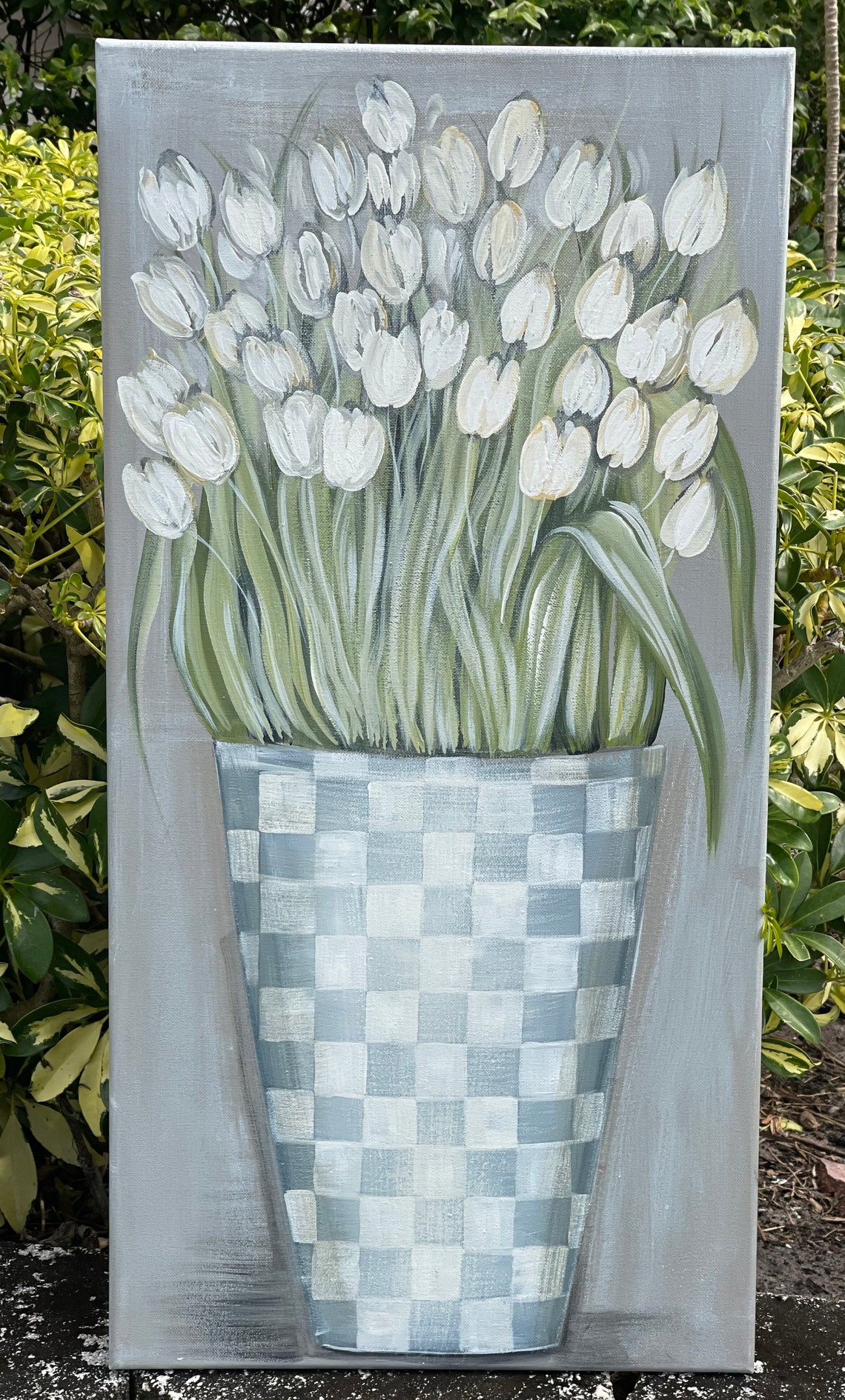 Hand Painted Tulips Beige Background Great for Front Door | Etsy