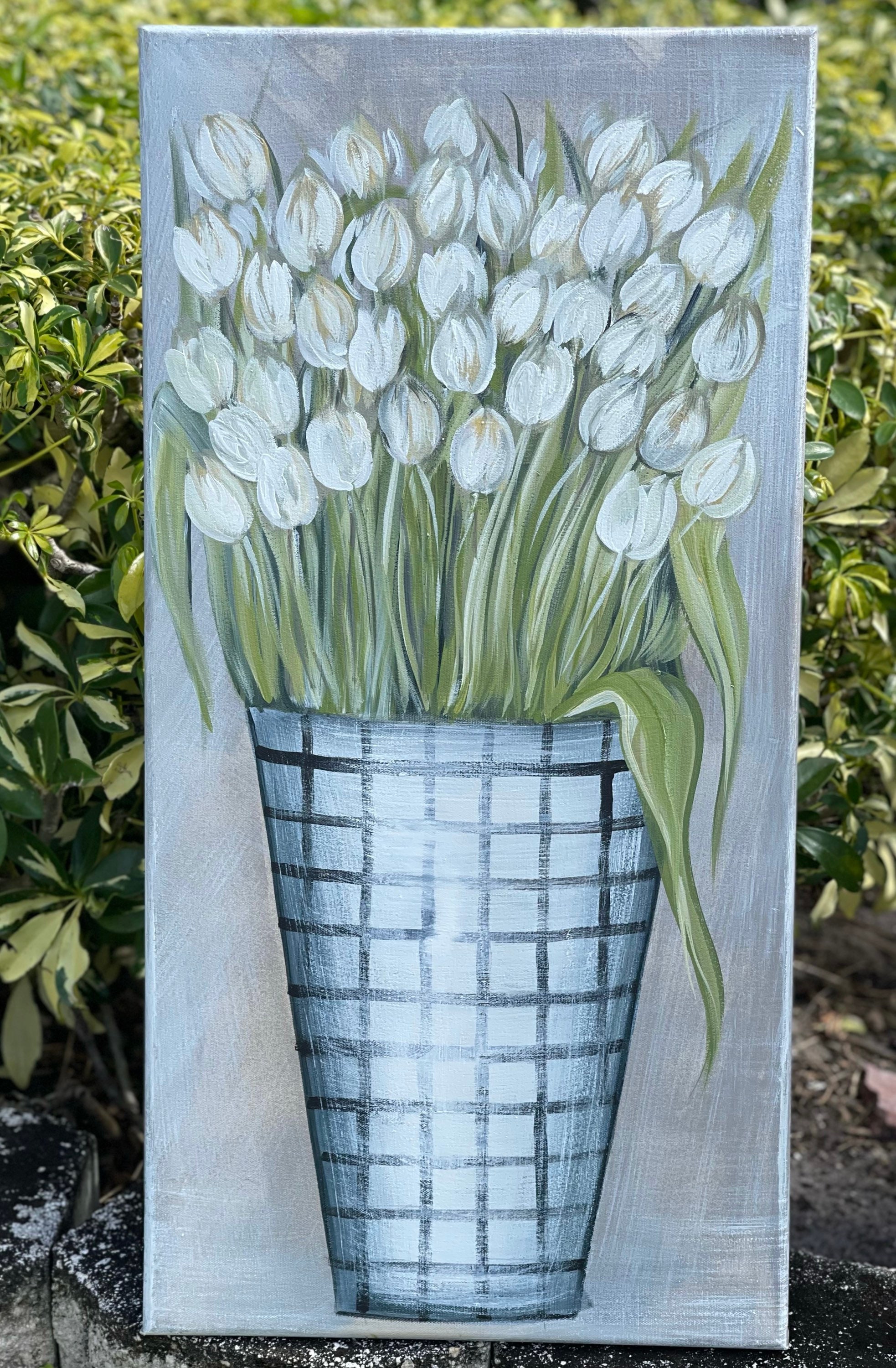 Hand Painted Tulips Beige Background Great for Front Door | Etsy