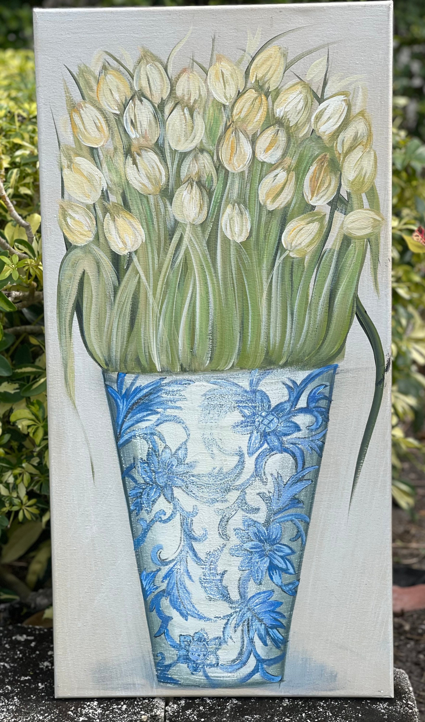Hand Painted Tulips Beige Background Great for Front Door | Etsy