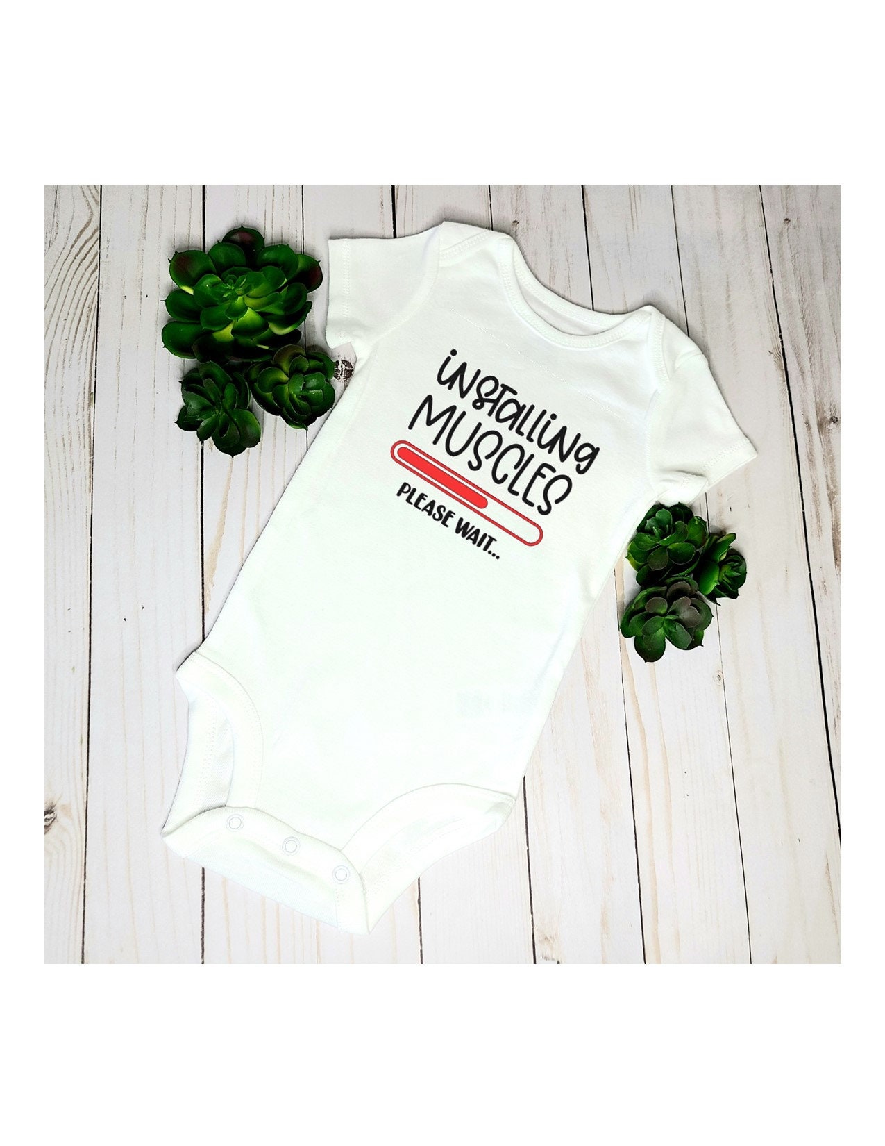 Installing Muscles Please Wait Baby Bodysuit, Stud Muffin, Baby Boy ...