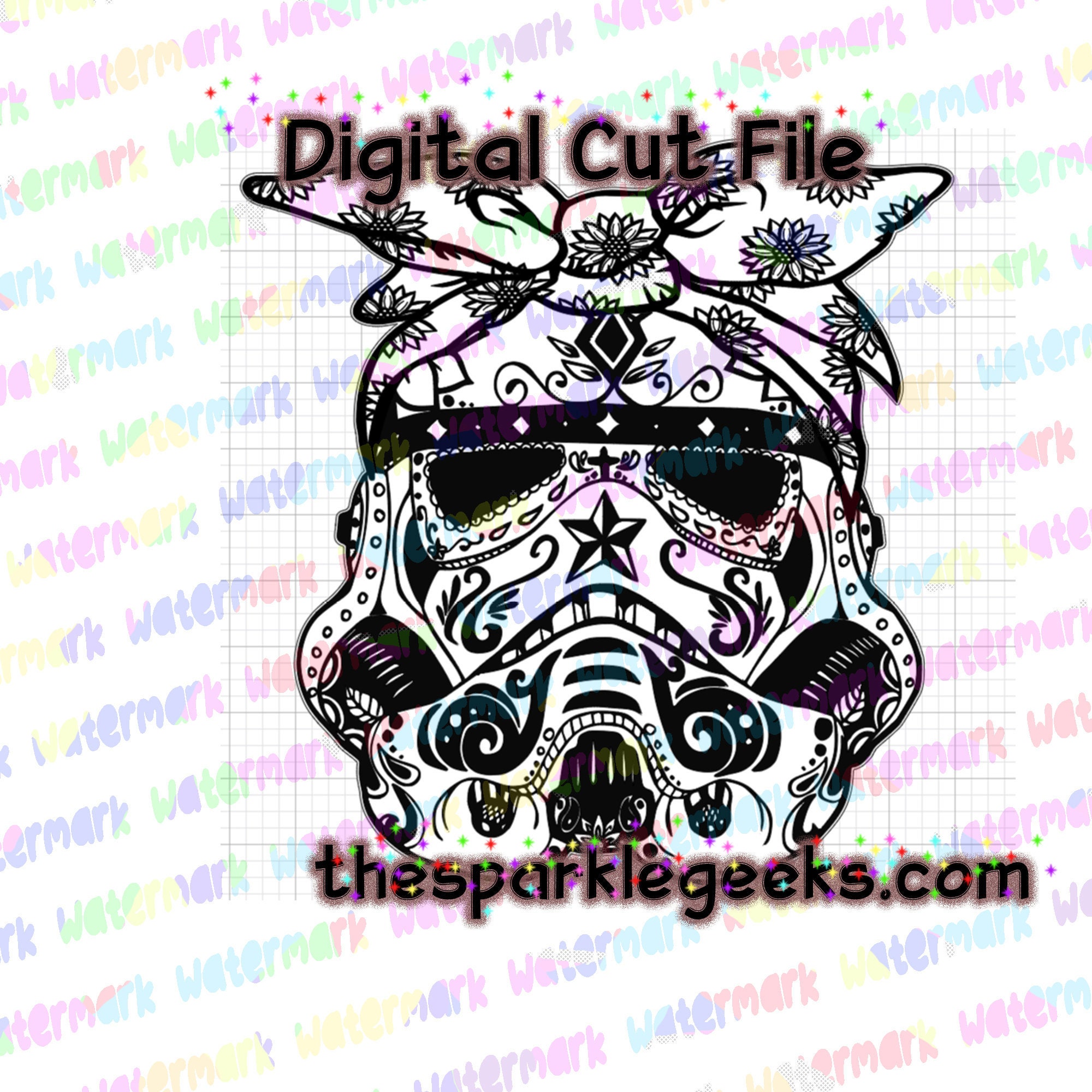 Sugar skull Storm Trooper ette with bandanna svg cut file | Etsy