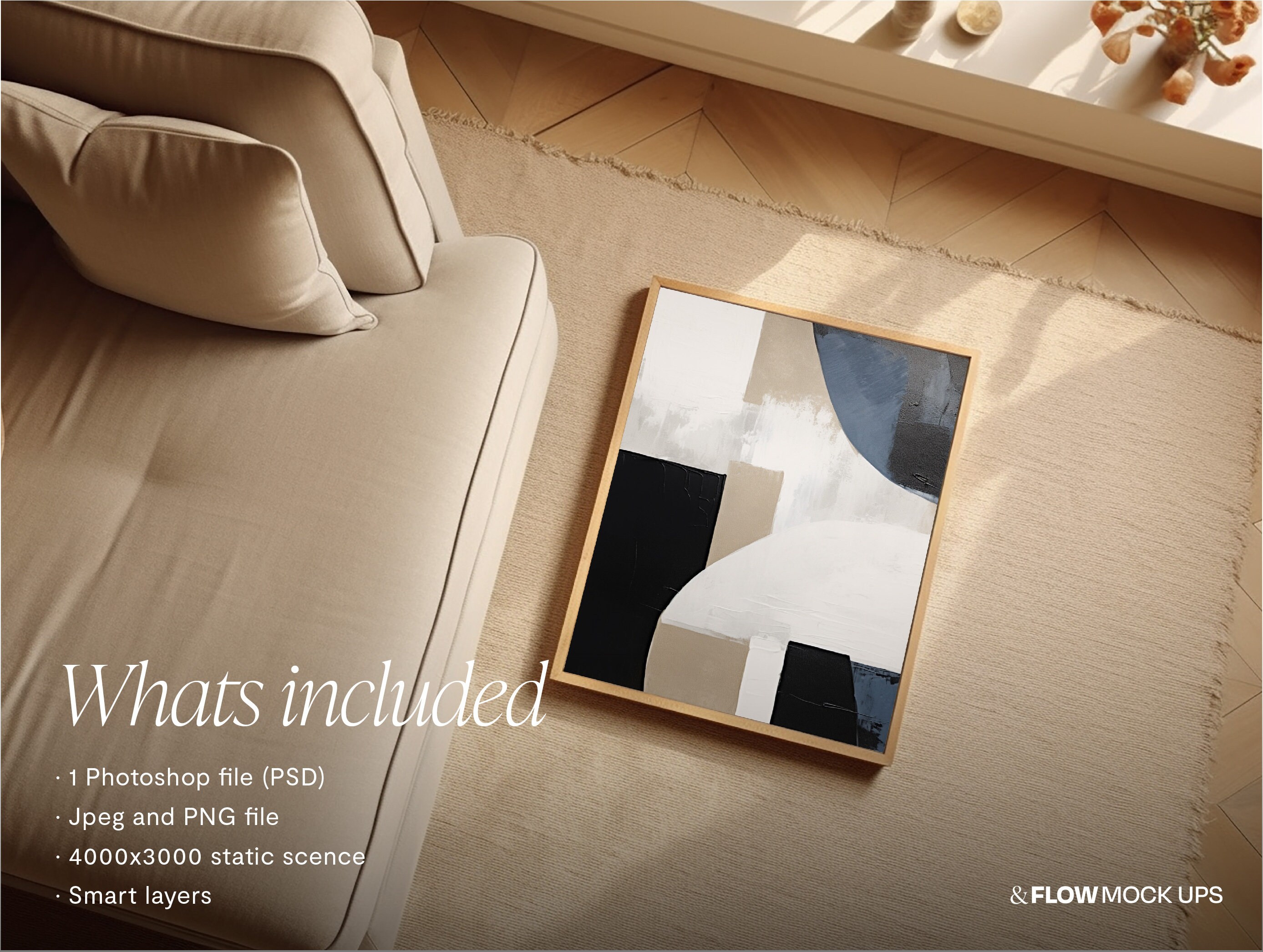 Frame Mockup Laying on Floor, Wood Frame, PSD Photoshop Mockup - Etsy