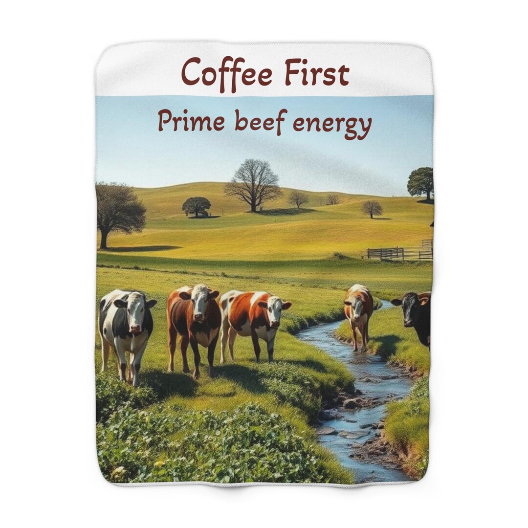 Prime Beef Cattle Sherpa Fleece Throw Blanket, Farmhouse Decor - Etsy