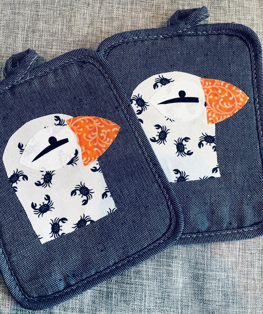 Puffin Appliqué Pot Holders. Kitchen Decor. Newfoundland Pot Holders ...