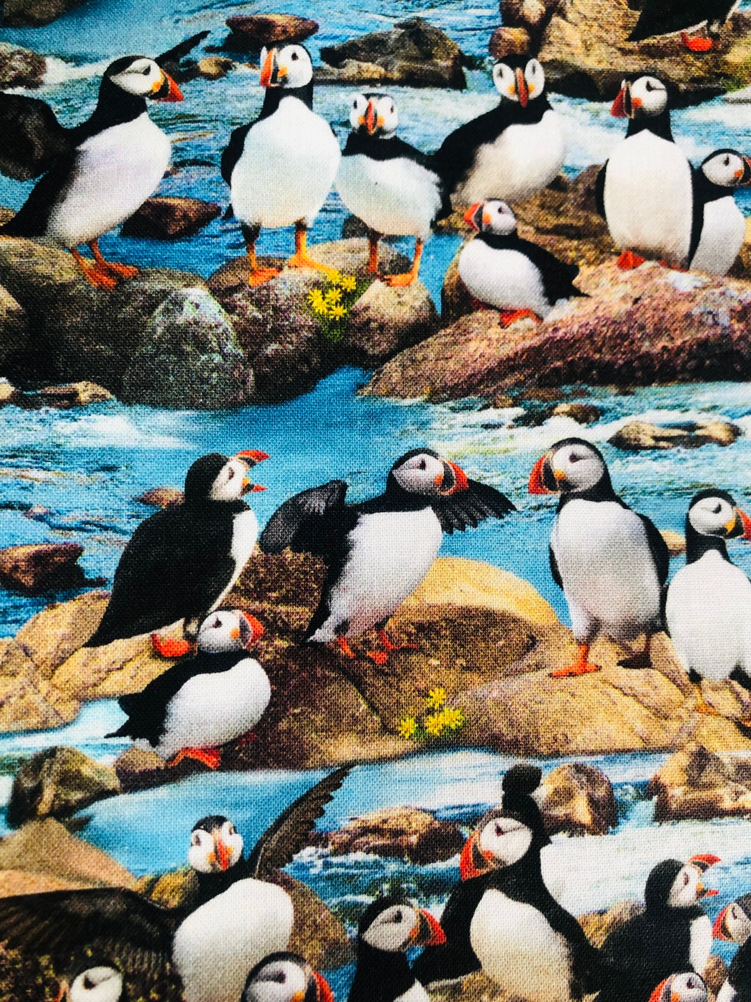 Puffin Fabric. 100 % Cotton Puffin Print Fabric. Placemat - Etsy