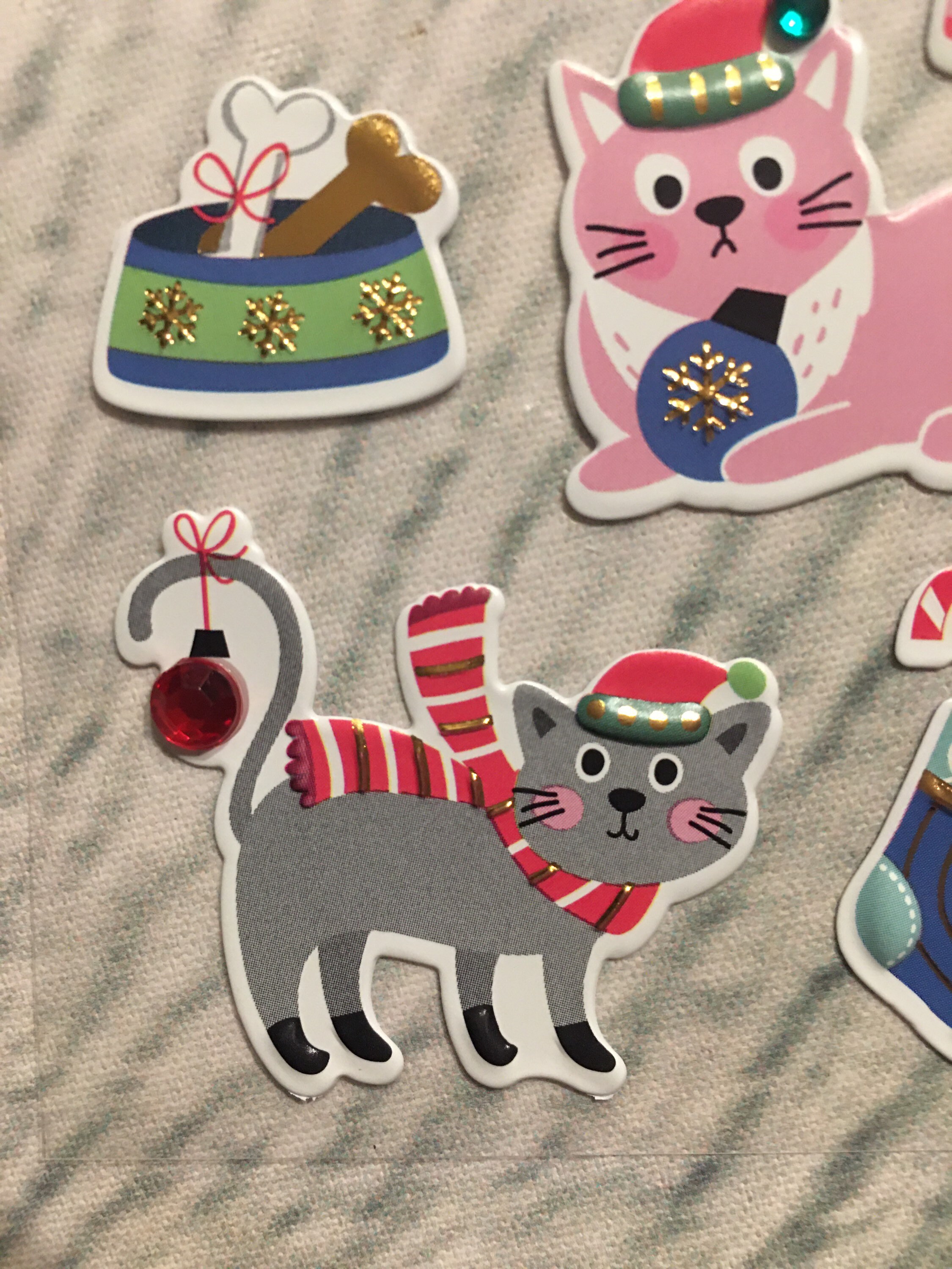 Cat and dog Christmas stickers Card making crafting | Etsy
