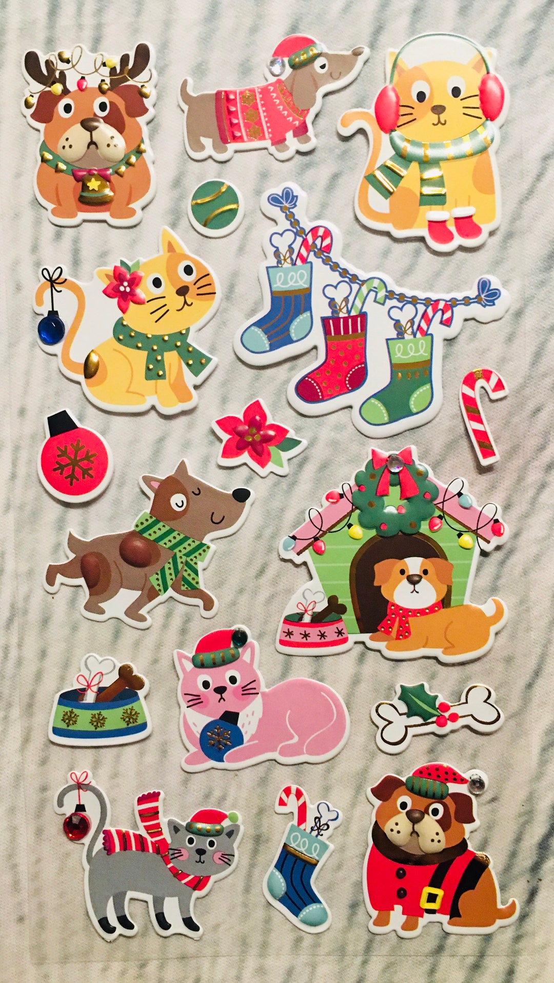 Cat and Dog Christmas Stickers Card Making Crafting - Etsy