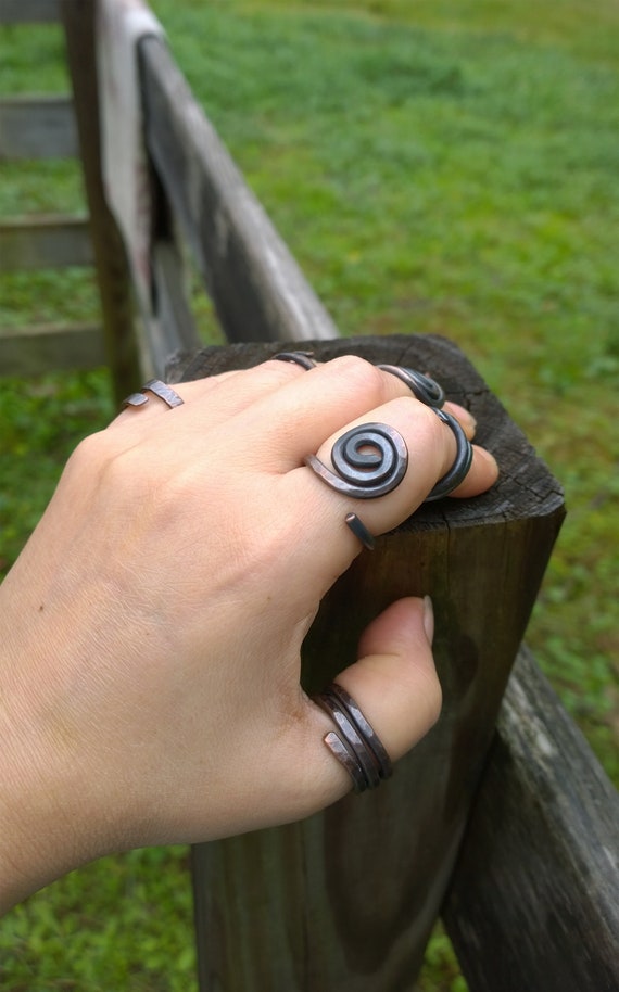 Spiral Ring in Blackened Copper Sacred Ring Pagan Jewelry | Etsy