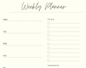 Simple Modern Printable Weekly Planner - Etsy