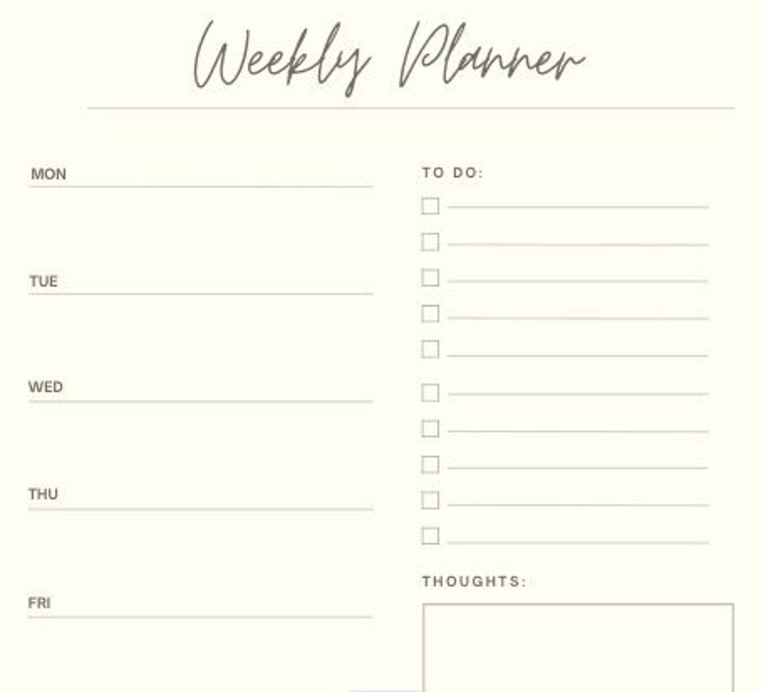Printable Weekly Planner Simple Modern - Etsy