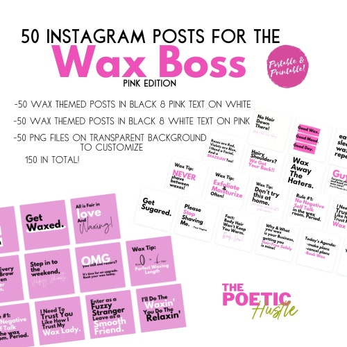 Waxing Hair Removal Instagram Post Templates Waxing Instagram | Etsy