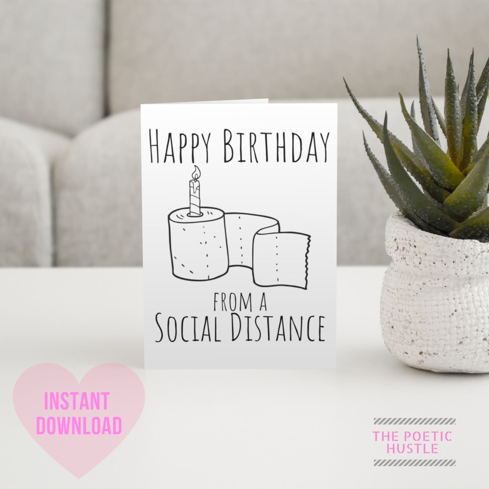 Quarantine Birthday Card, Social Distancing Birthday Card, Printable ...