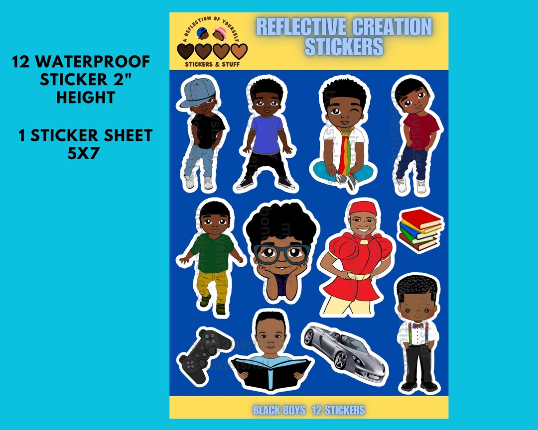 African American Boy Stickers Melanin Boys Black Boy Joy Vinyl Stickers ...