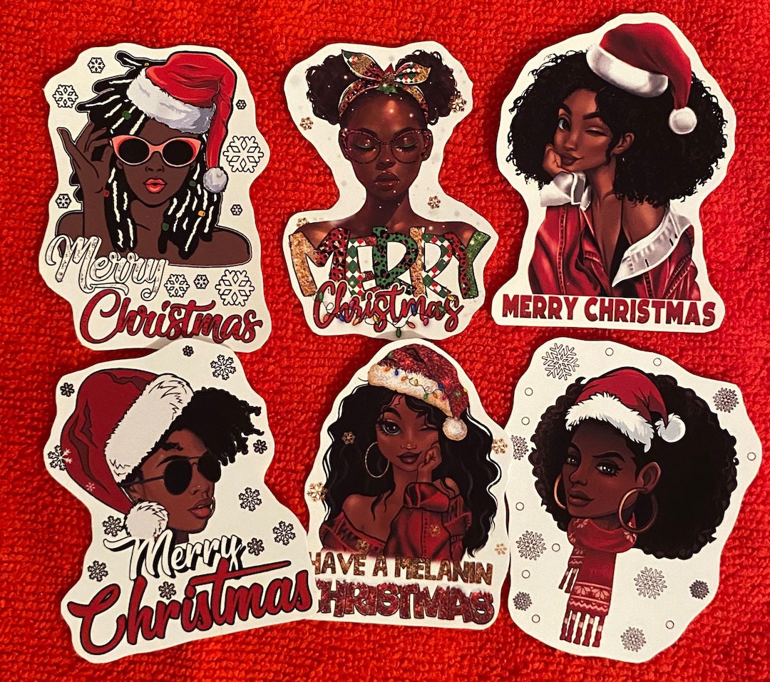 Afro Lady Stickers Black Santa Christmas African American Melanin ...