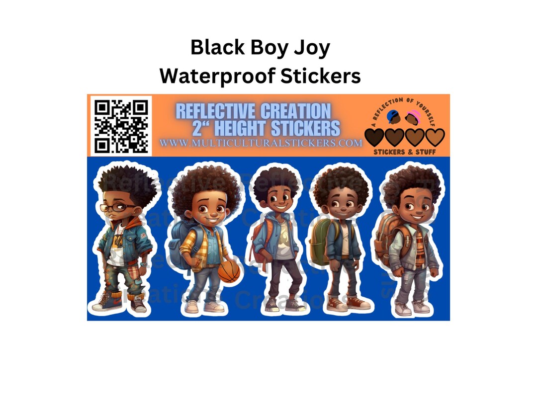 African American Boy Stickers Melanin Boys Black Boy Joy Vinyl Stickers ...