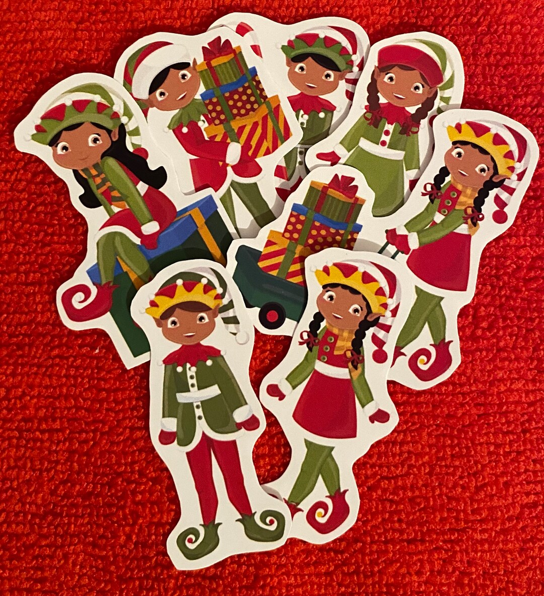 Christmas Elf’s Stickers Black Santa African American Melanin Stickers ...