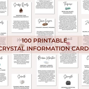100 Printable Crystal Information Cards, Gemstone Meaning Cards ...
