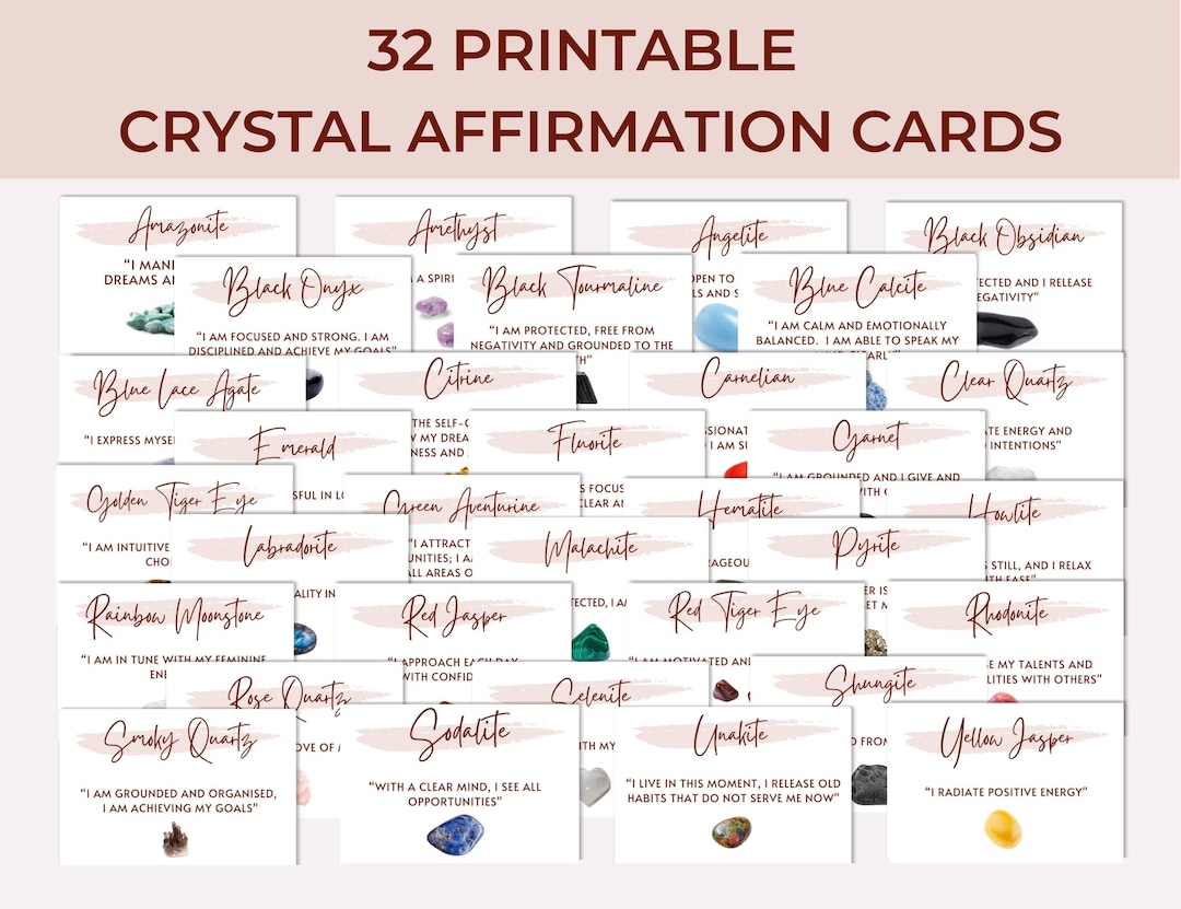 32 Printable Crystal Affirmation Cards Daily Affirmations for ...