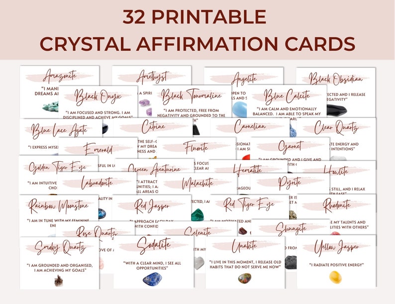32 Printable Crystal Affirmation Cards Daily Affirmations for - Etsy