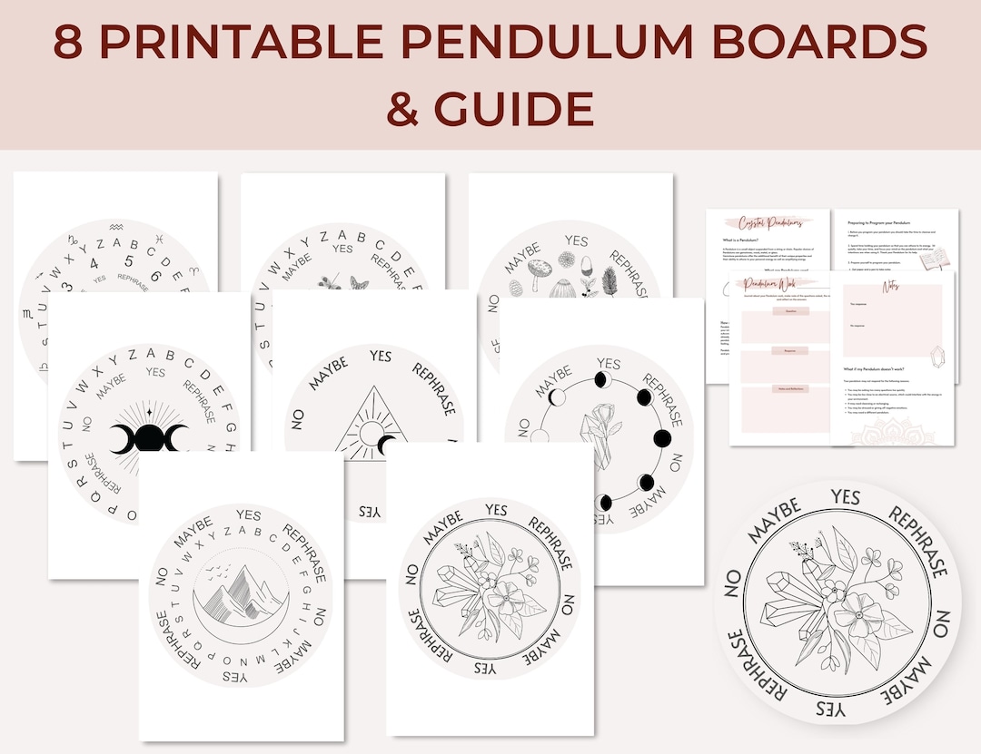 Pendulum Boards | 8 Printable Pendulum Boards and Guide | Reference Sheets | Grimoire Pages ...