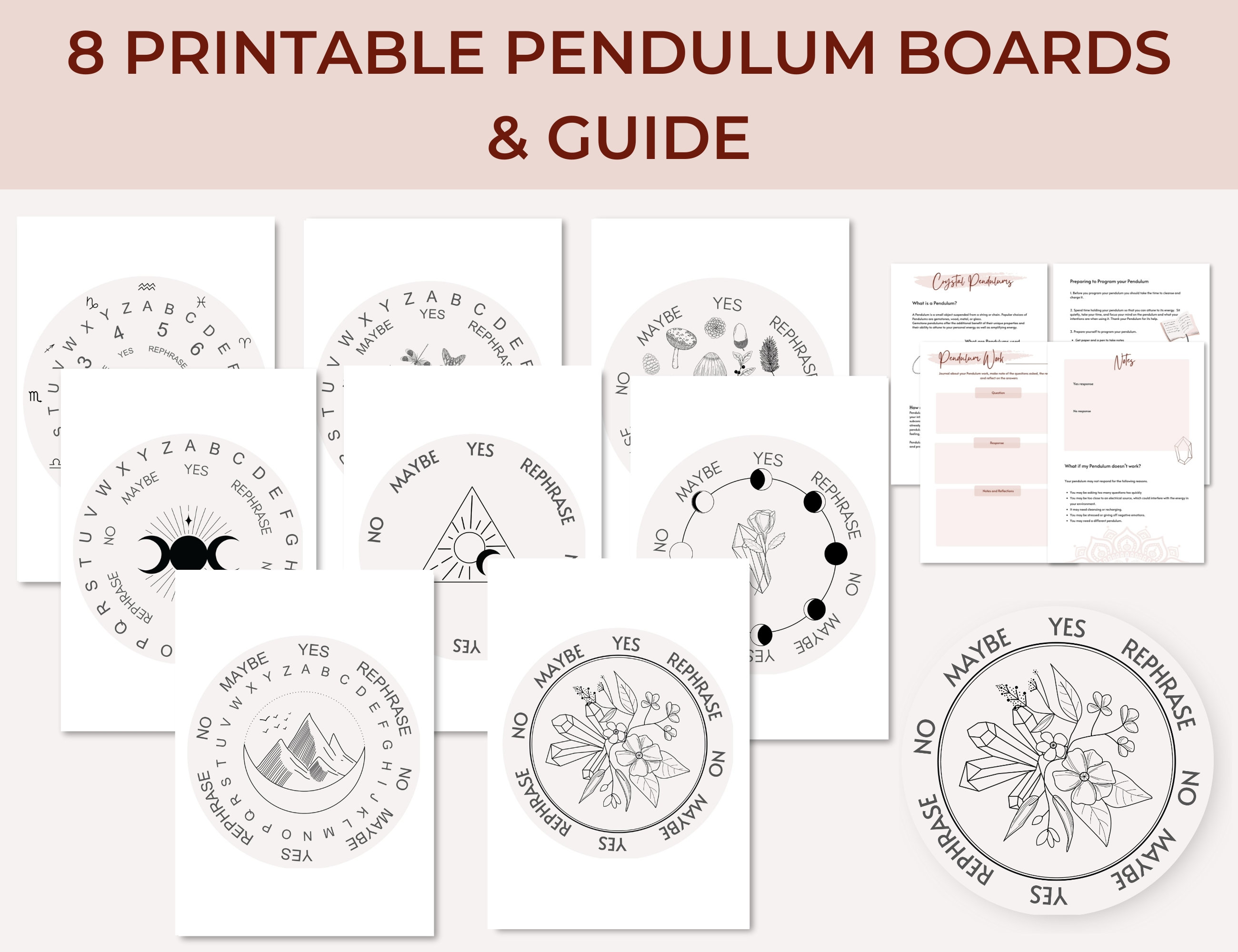 Pendulum Boards 8 Printable Pendulum Boards and Guide - Etsy UK