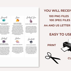 100 Printable Crystal Information Cards, Gemstone Meaning Cards ...