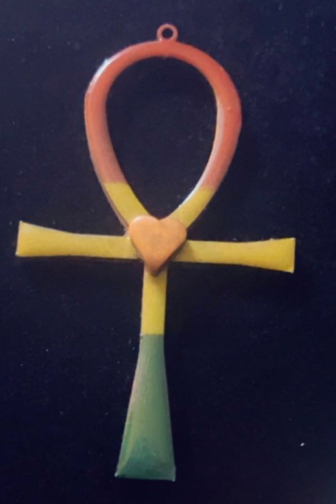 Solid Ankh Pendant Pan-african Colors Copper Heart - Etsy