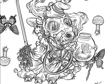 Digital Coloring Page | Popkill's Asunderland | the Queen of Hearts - Etsy