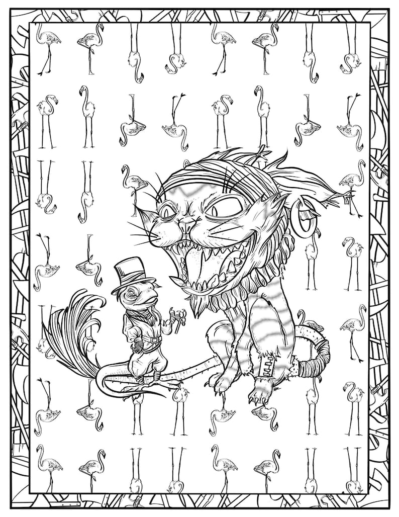 Digital Coloring Page | Popkill's Asunderland | the Cheshire Cat - Etsy