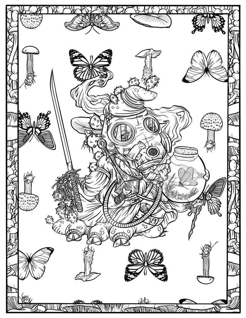 Digital Coloring Page | Popkill's Asunderland | the Caterpillar - Etsy