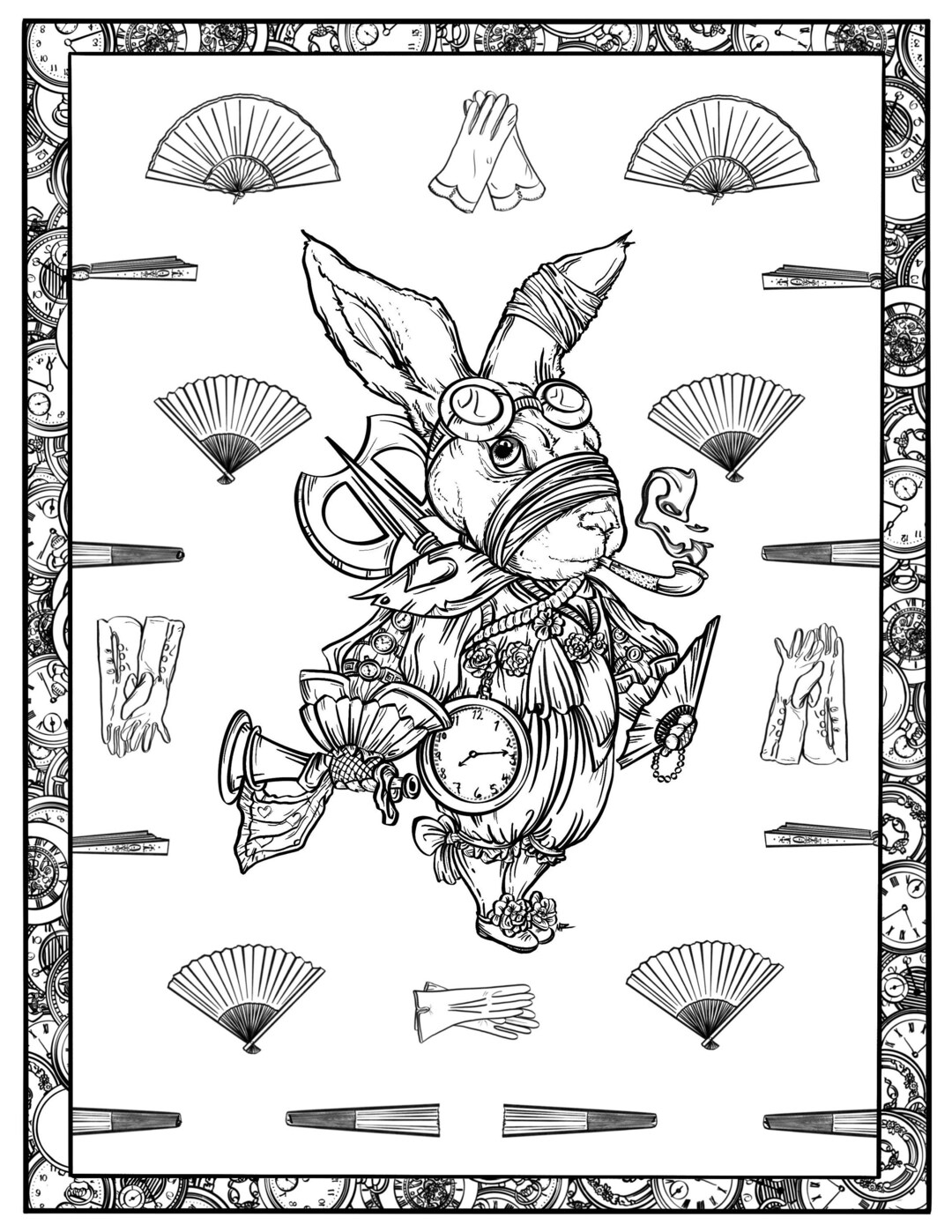 Digital Coloring Page | Popkill's Asunderland | the White Rabbit - Etsy