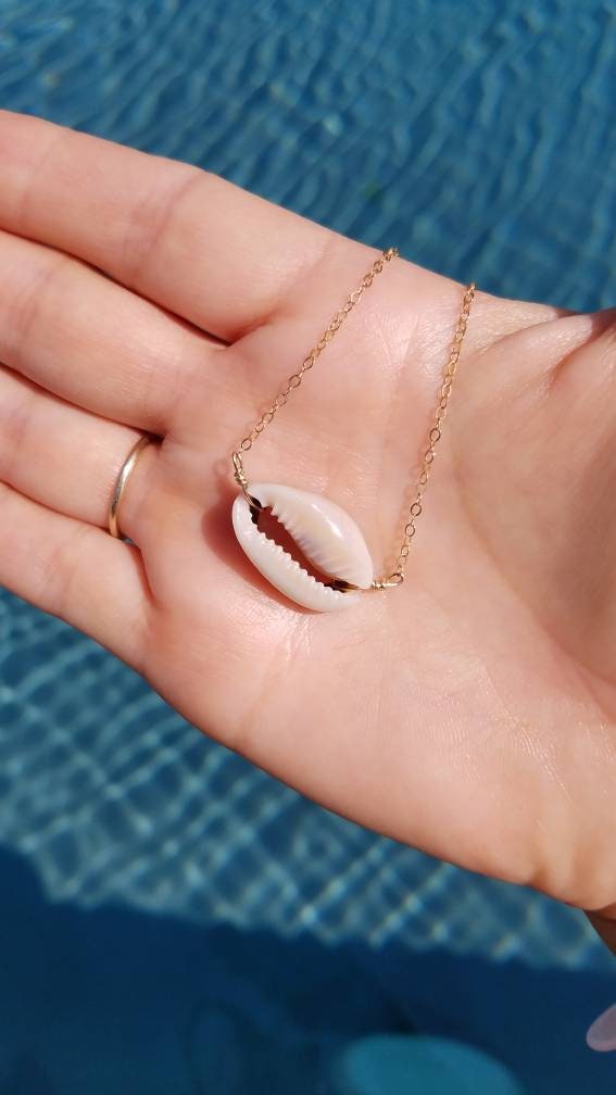 Cowrie Shell Necklace Cowrie Shell Jewelry Layering Necklace Gold