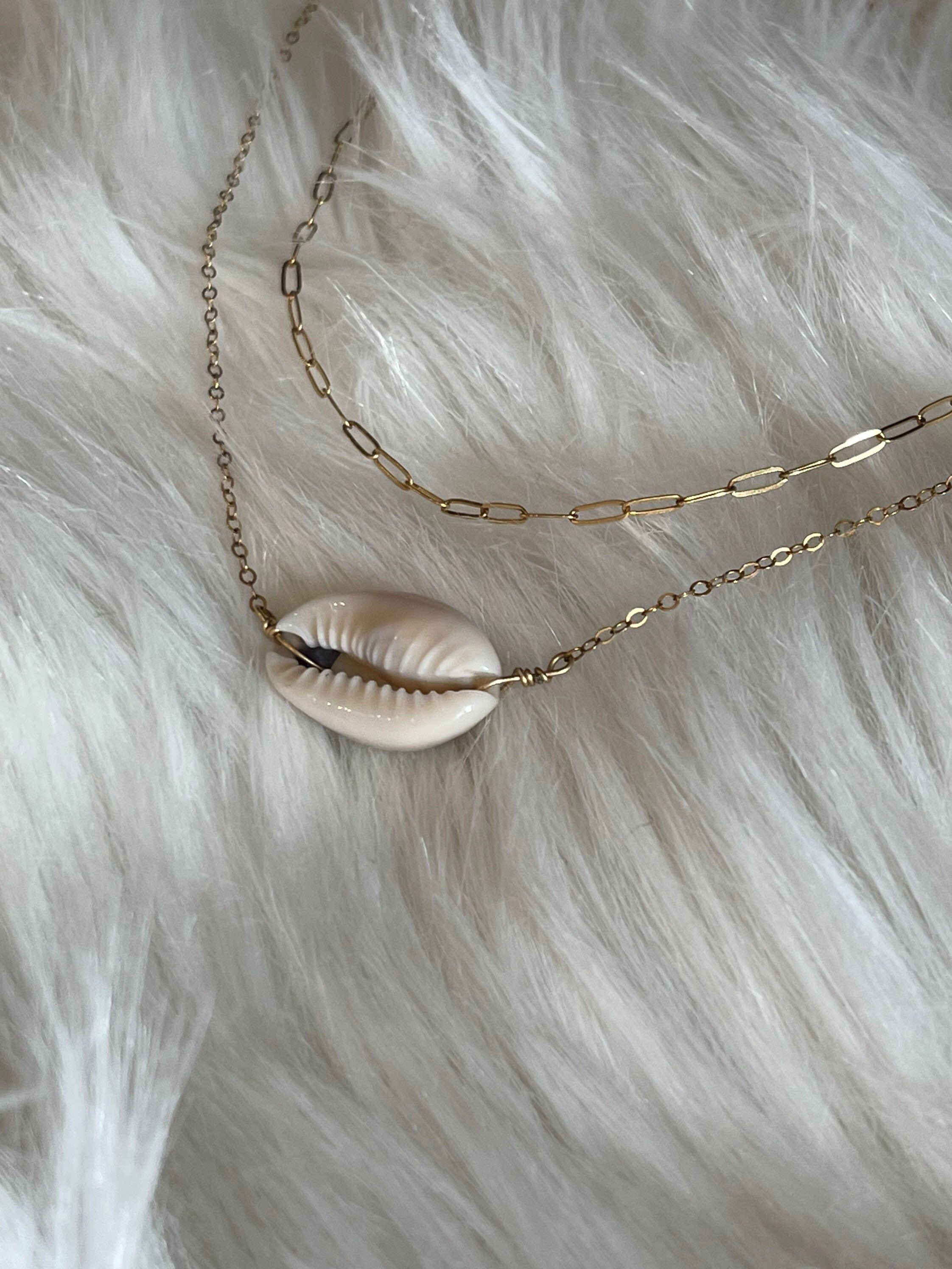 Sea Shell Necklace for the Beach Lover, Cowrie Shell Jewelry, Layering ...