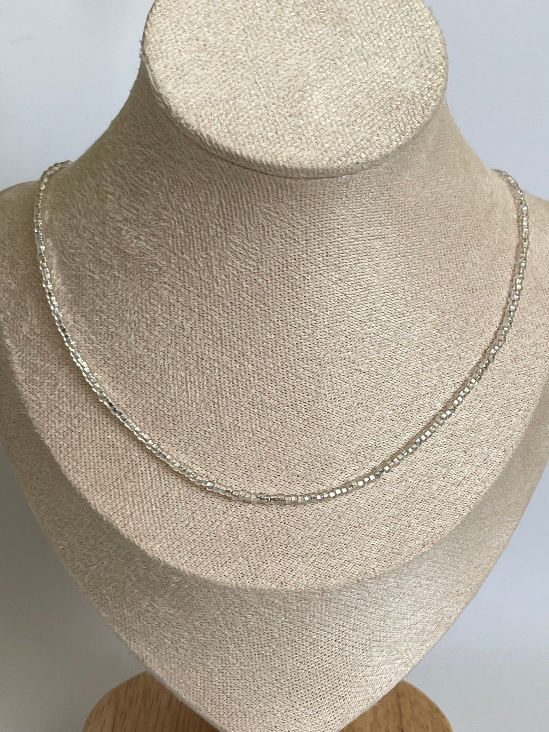 Ari Silver Seed Bead Necklace, Dainty Layering Jewelry, Waterproof ...
