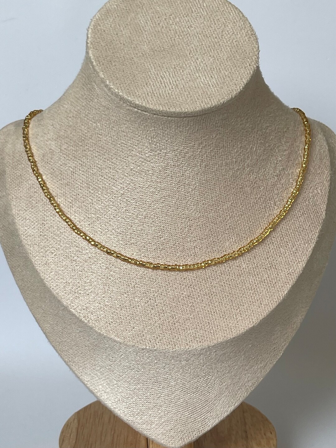 Aurum Gold Seed Bead Choker, Dainty Layering Necklace, Dainty Collar ...